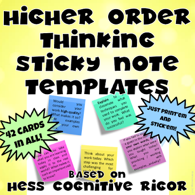 MrTechnology on TpT!: Higher Order Thinking Sticky Note Templates Based ...