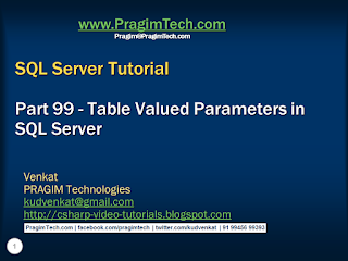 Sql server, .net and c# video tutorial: Table valued parameters in SQL ...