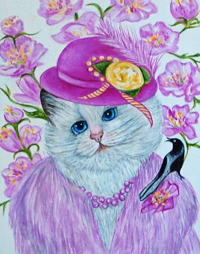Cats in Clothes Paintings: Miss Pinkett, Cats in Clothes Paintings by k ...