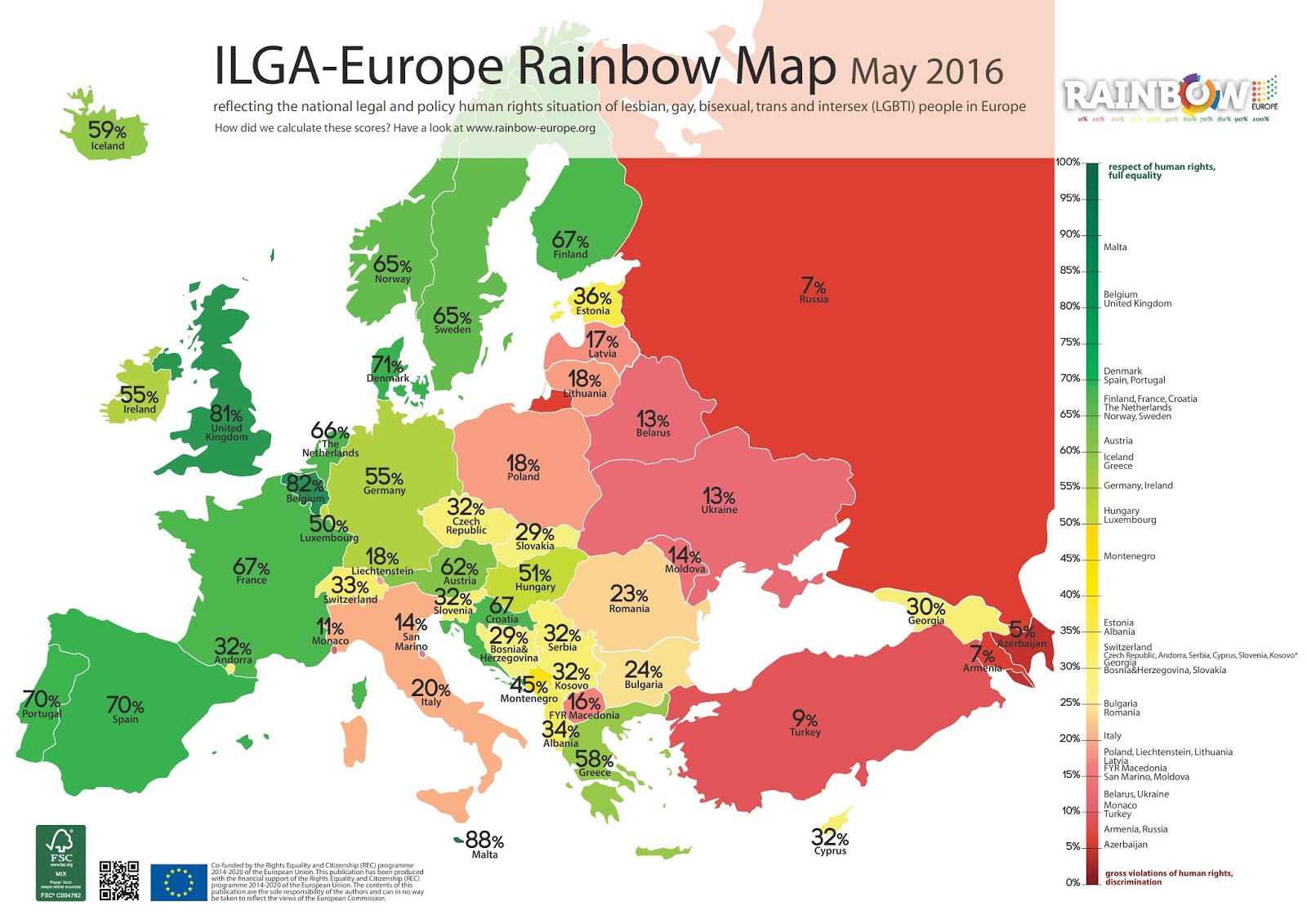 ILGA-Europe Rainbow map (May 2016) - Vivid Maps