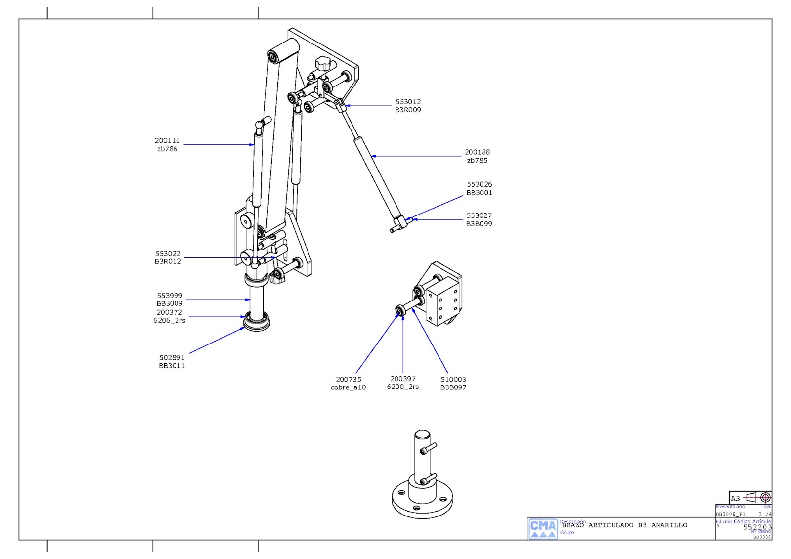 cmamachines: Parts List. Arm B3. Tapping Machine RH45