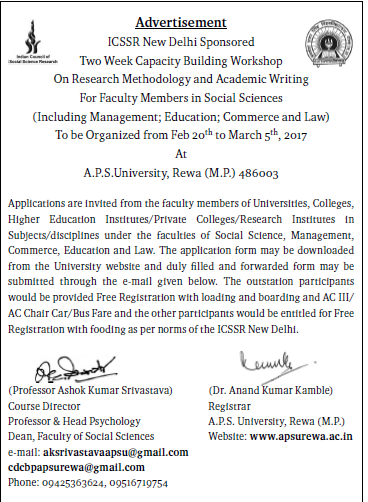 The Social Science Informer Icssr Capacity Building Workshop Aps