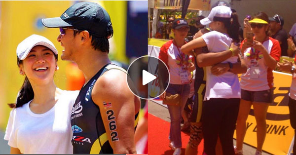 Sarah Geronimo gave Matteo a victory hug and kiss after the triathlon!