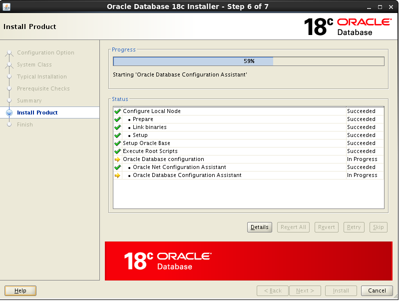Installation of Oracle database 18C