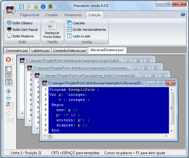 Pascalzim - Compilador Pascal: Screenshots