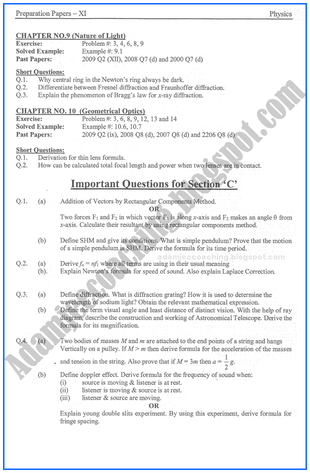 Adamjee notes For All Subjects: Physics 11th - Adamjee Coaching Guess ...