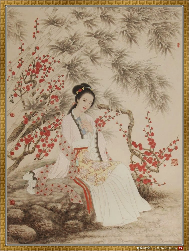 Chinese style: Traditional Chinese realistic painting of beautiful women