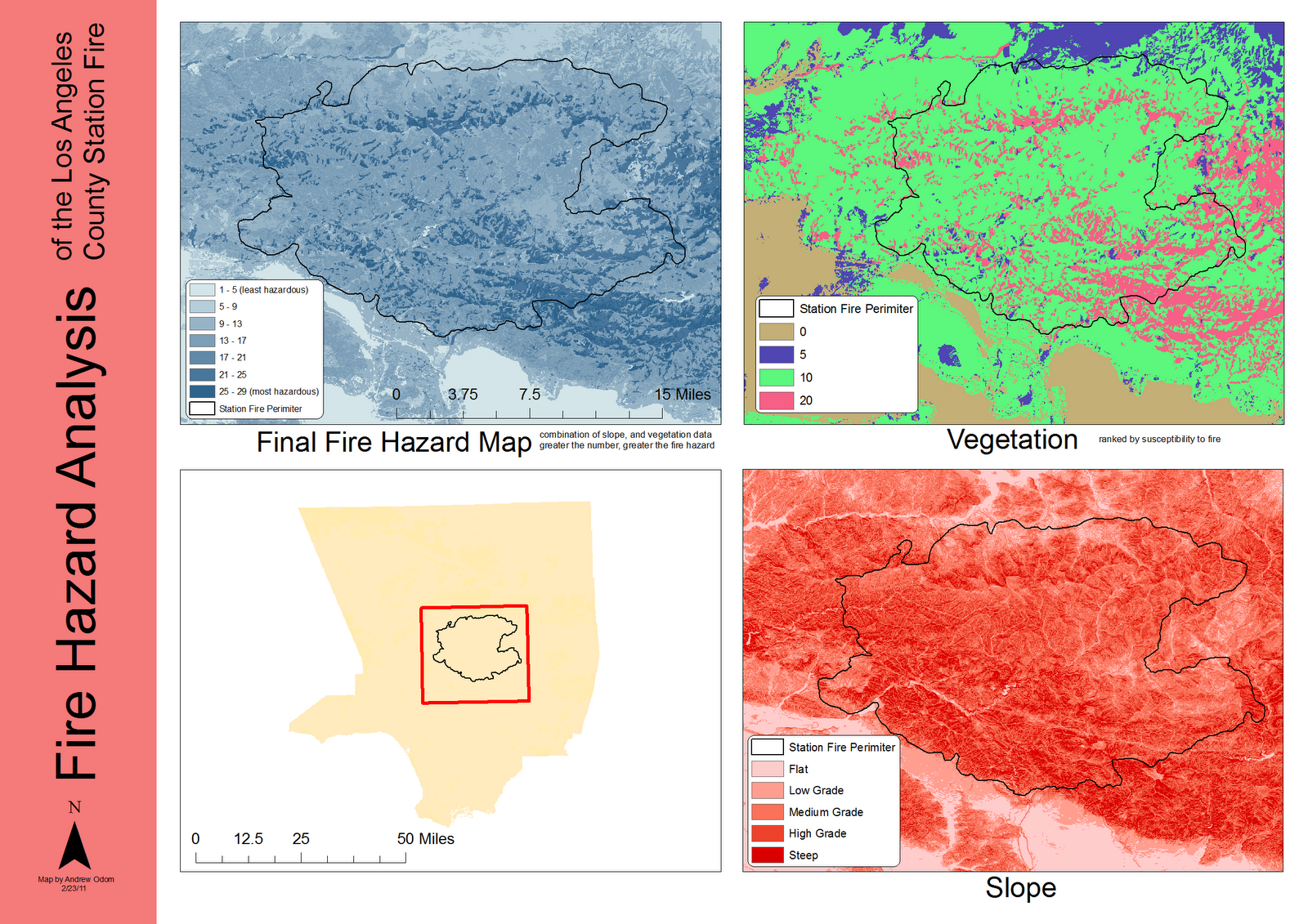 Intermediate GIS: Lab 7 - Fire Hazard Map