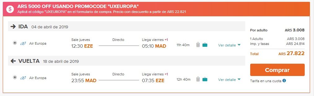 Vuelos directos a Madrid por AR$ 22.821 desde Buenos Aires!!!