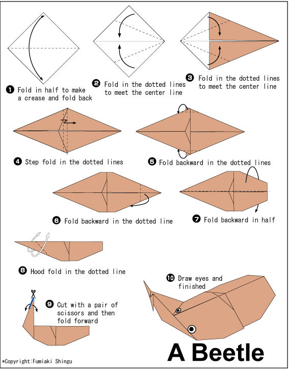 Beetle - Easy Origami instructions For Kids