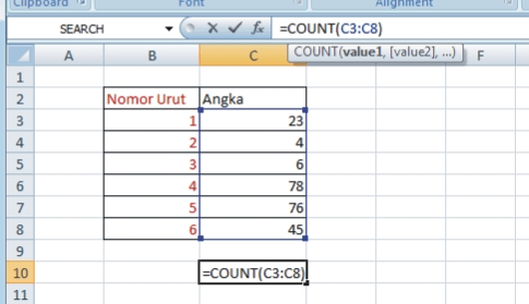 Penerapan Fungsi Count dan Sum Pada Excel - Panduan Ms Excel