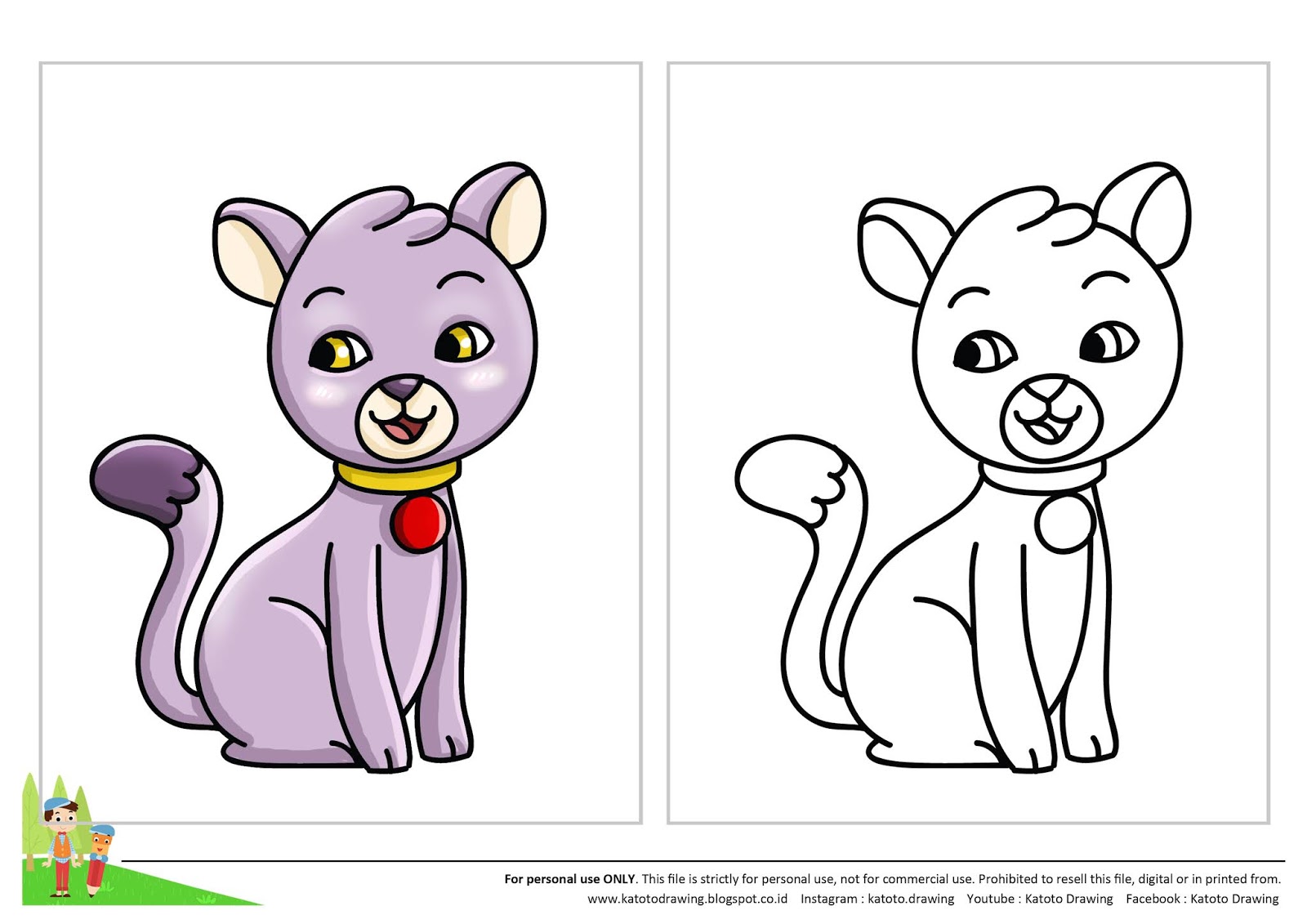 Katoto Drawing Tutorial: Langkah menggambar dan mewarnai Kucing ...