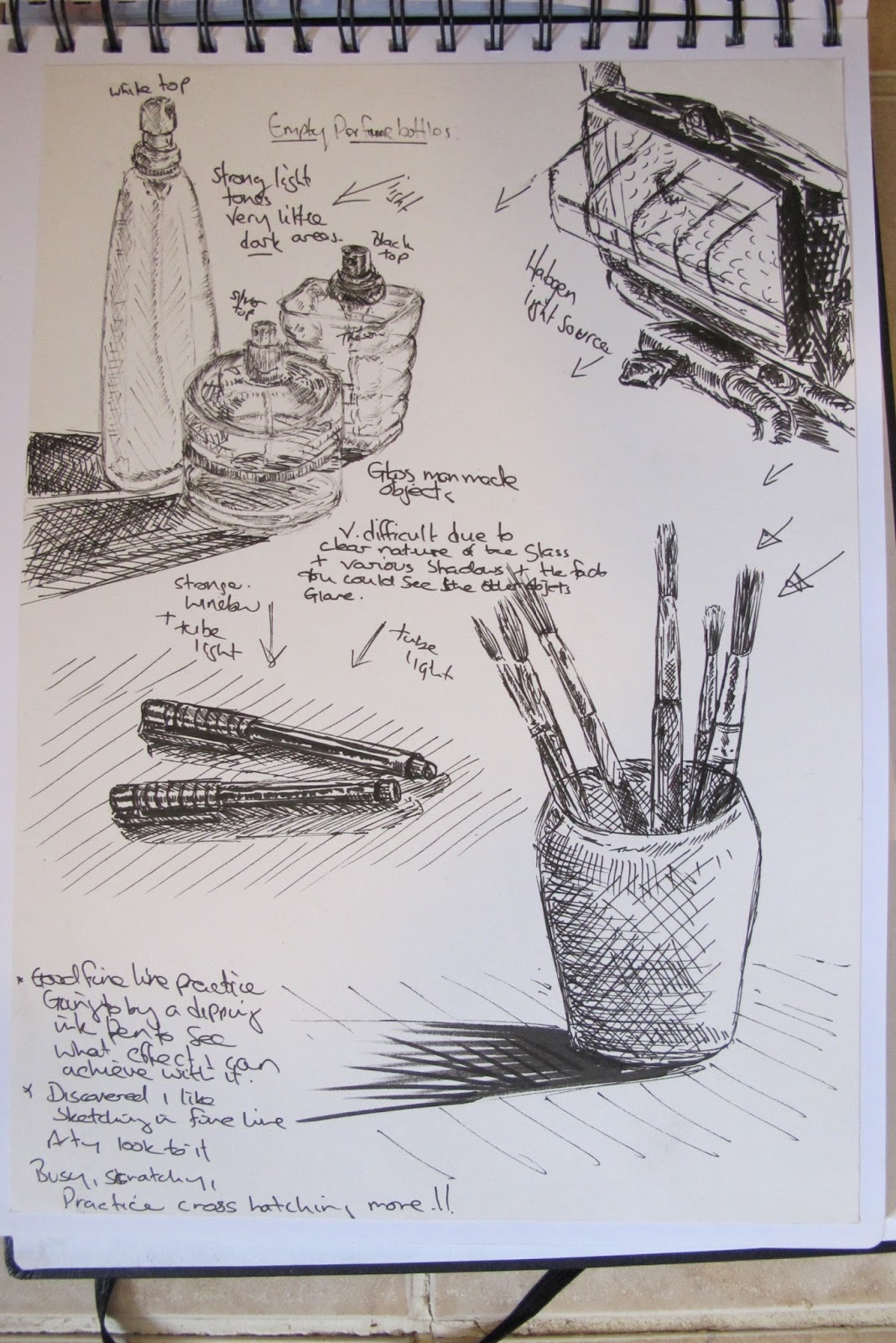OCA Learner Blog: Still life sketches of made man objects