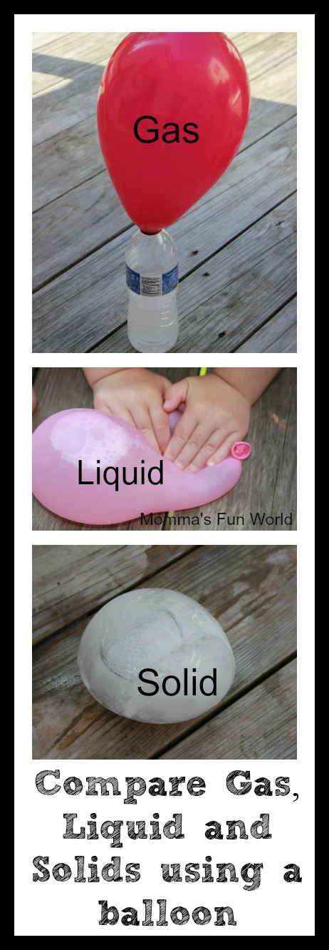 Momma's Fun World: Balloon science comparing gas, liquid and solids