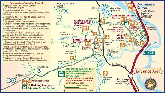 Maps of Alaska Roads By Bearfoot Guides: Map of Denali Park in Alaska