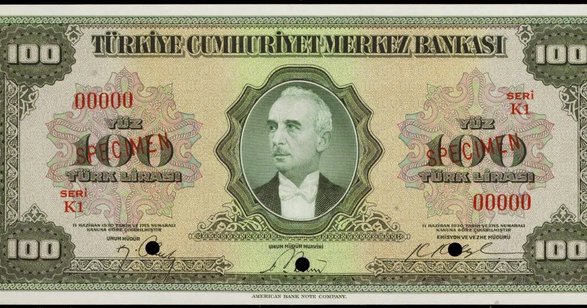 Turkey 100 Turkish Lira banknote 1947 İsmet İnönü|World Banknotes ...