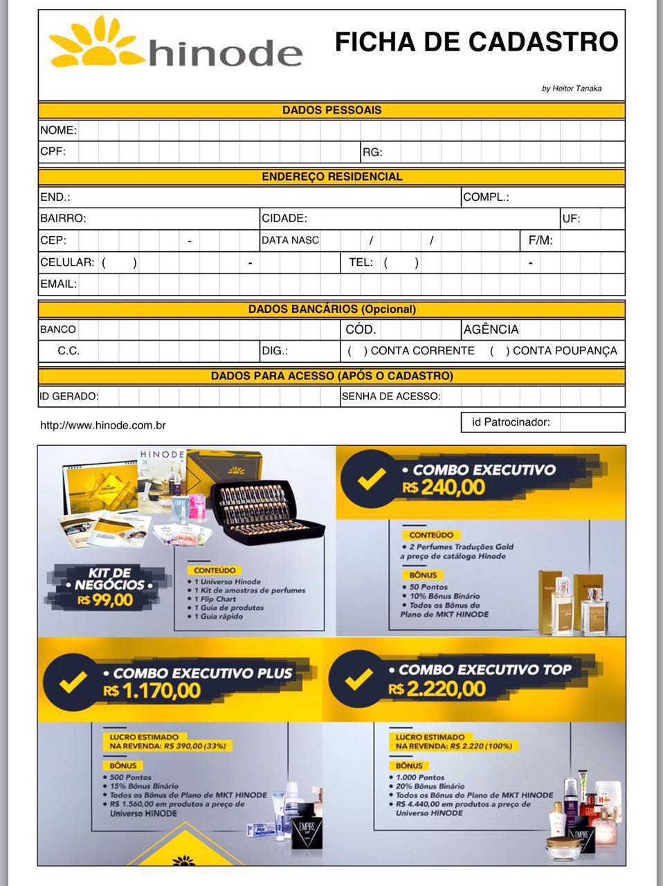 VadoAju: Folha de Cadastro Hinode