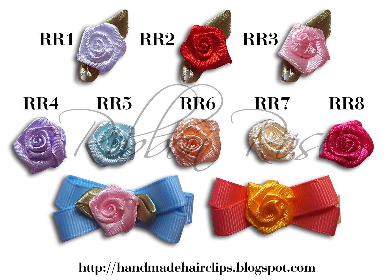 Lovely Handmade Hair Clips: Rose Ribbon Clips