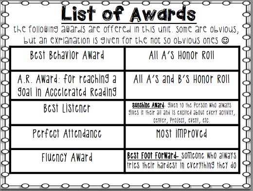Life in First Grade: End of the Year Awards