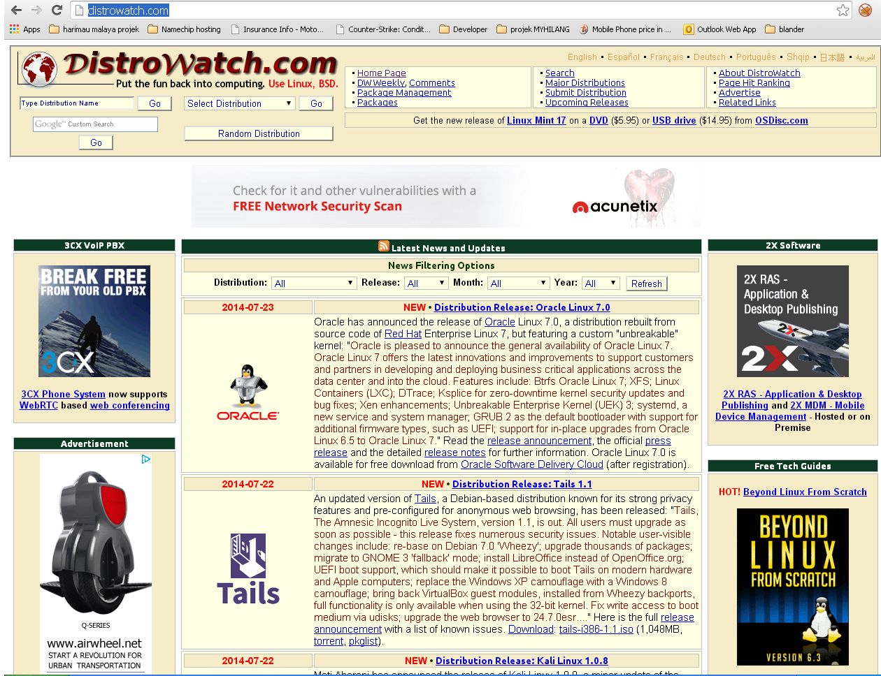 Dokumentasi Linux: Pilih distro kegemaran anda di distro watch