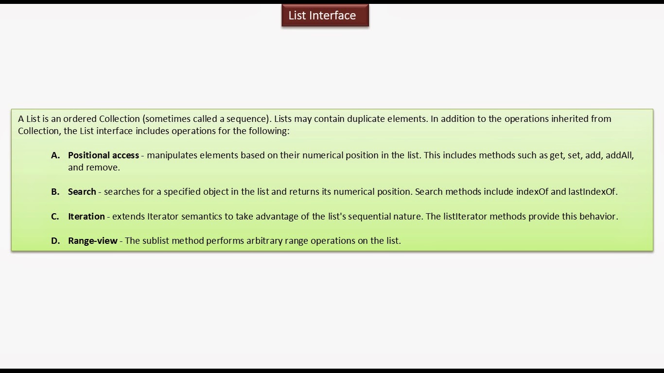 Java Ee Java Collection Framework List Interface