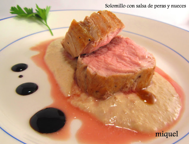 Les receptes del Miquel: Solomillo con salsa de peras y nueces