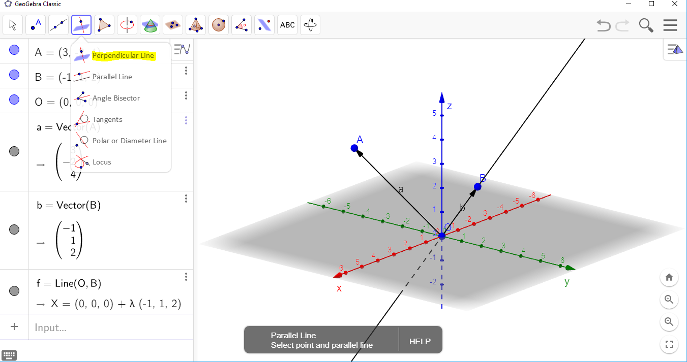 Cara Menentukan Proyeksi Vektor Menggunakan GeoGebra