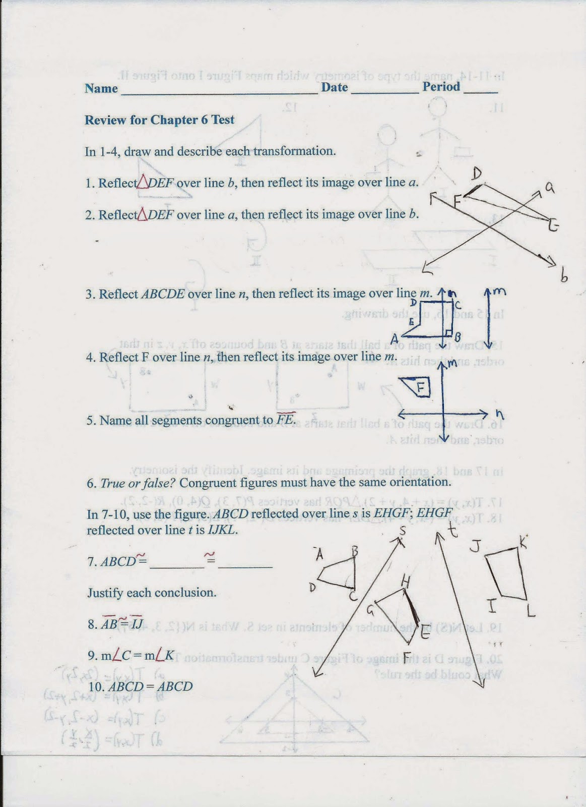 Geometry, Common Core Style: Review for Chapter 6 Test (Day 73)