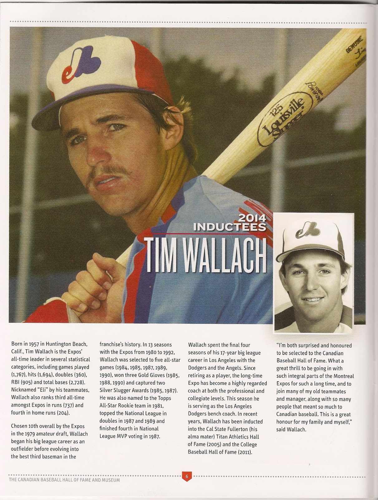 Tim Wallach: Induction Program 2014 Canadian Baseball Hall of Fame