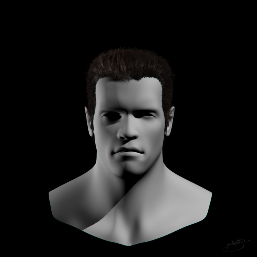 Yin Shiuan's Blog_I Have A CG Dream: Arnold schwarzenegger_WIP_01/29