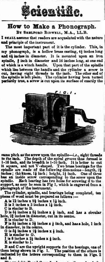 Experts In Genealogy: How To Make A Phonograph 1878 - By My Distant ...