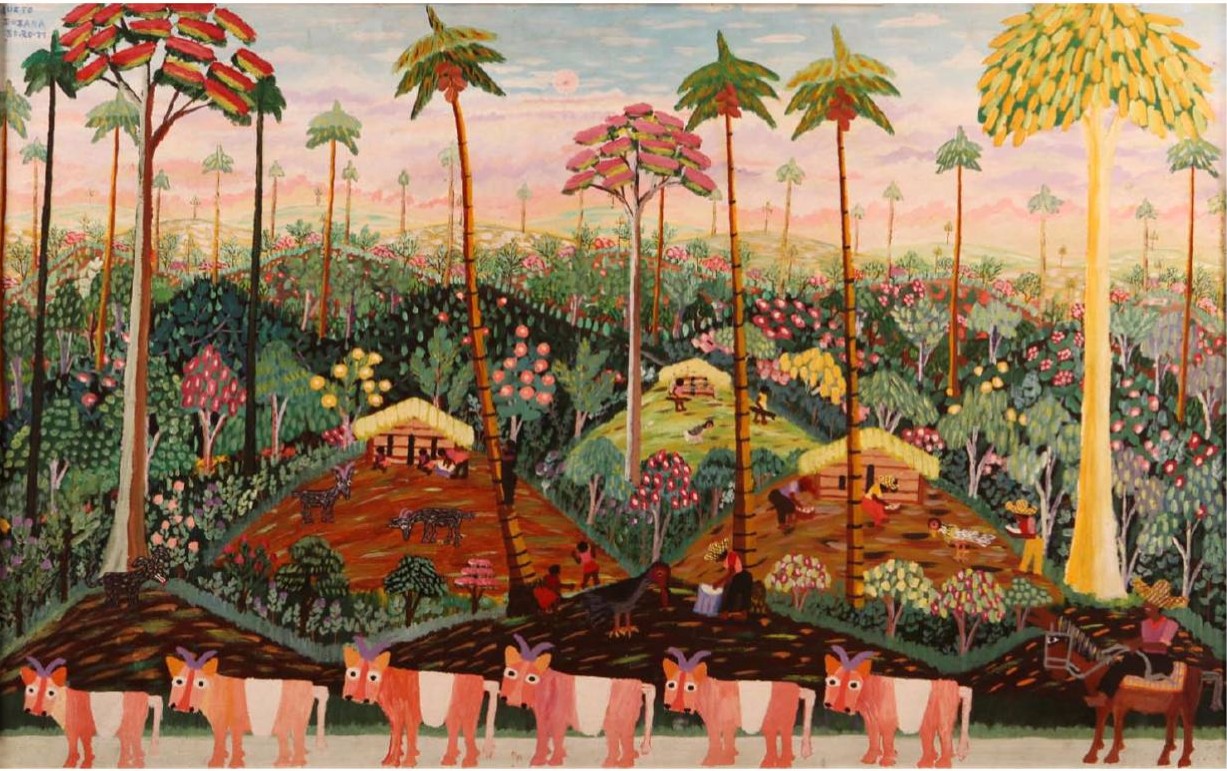 Naïf landscape painting by Justo Susana