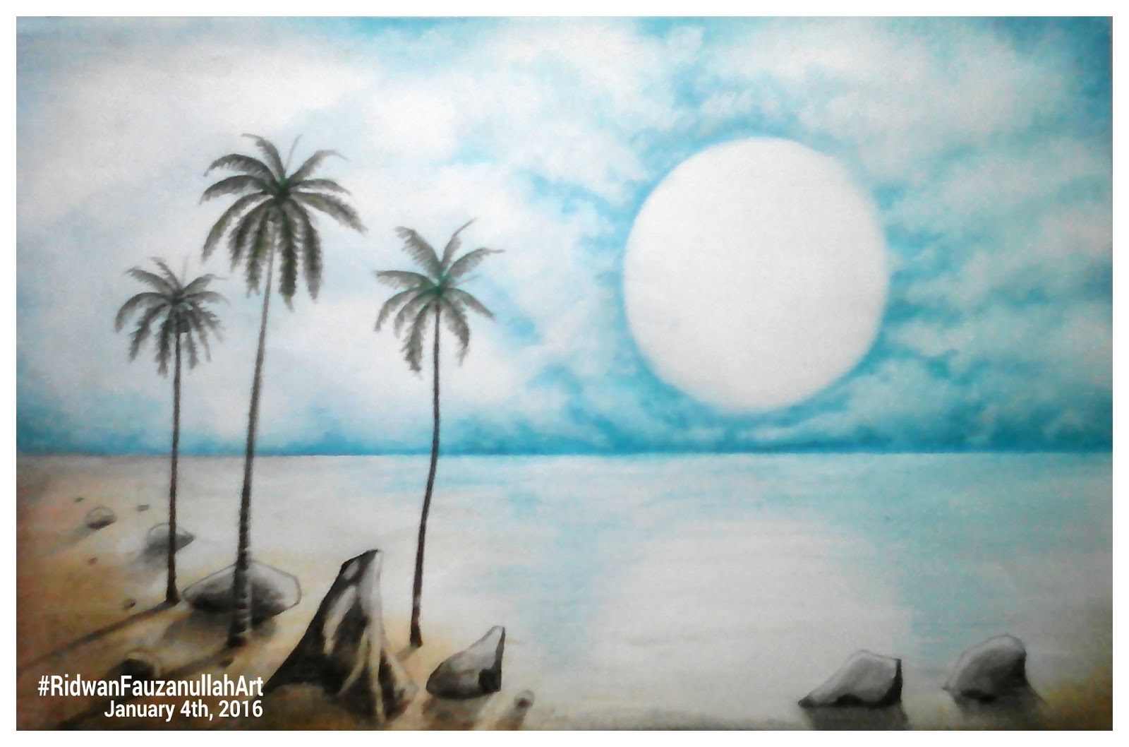 Cara Menggambar Pantai dengan Cepat – How to Drawing Beach Fast