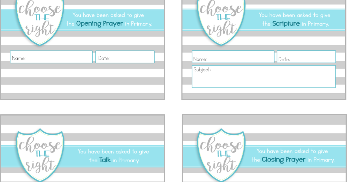 2017 Primary Assignment Cards - Naturally Creative Mama