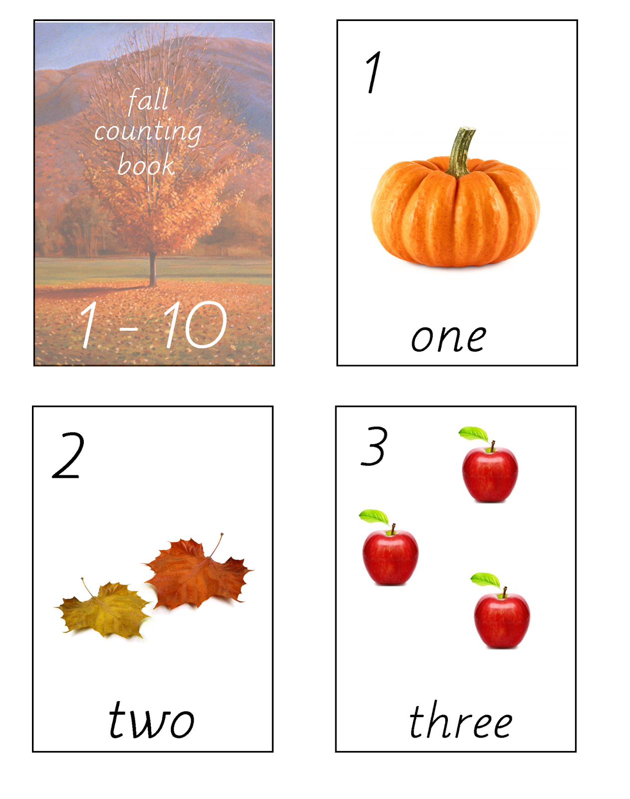 Free Printables! Autumn Sight Word & Counting Books! ~ Paper House