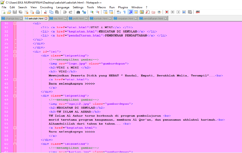 Belajar membuat web html + css dengan tema sekolah