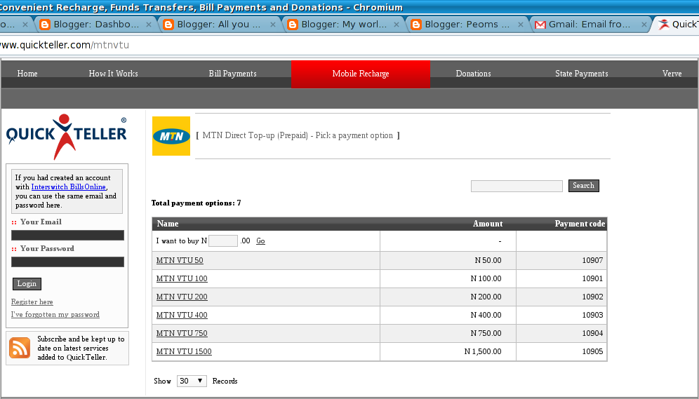 Recharge your phone lines online via Quickteller | Productivity Tips, MS Excel and Inspiration