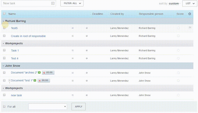 Bitrix24 customization example - tasks list grouping by responsible person