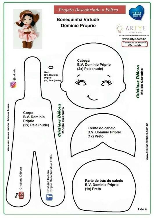 Molde de bonecas - Como Fazer