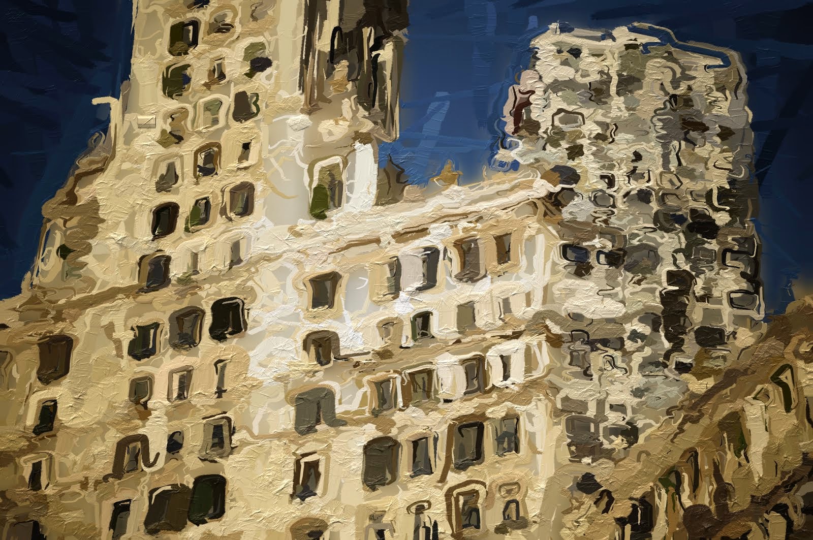 6 paintings of a building