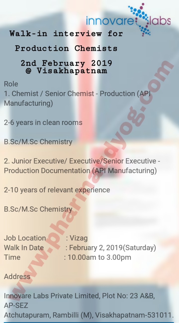 Innovare Labs | Walk-in interview for production | 2nd Feb 2019 ...