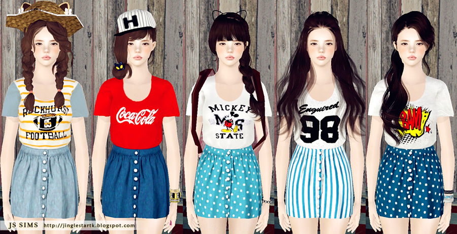 [JS SIMS 3] Sleeveless & T-Shirt With Button Skirt－JS SIMS｜痞客邦