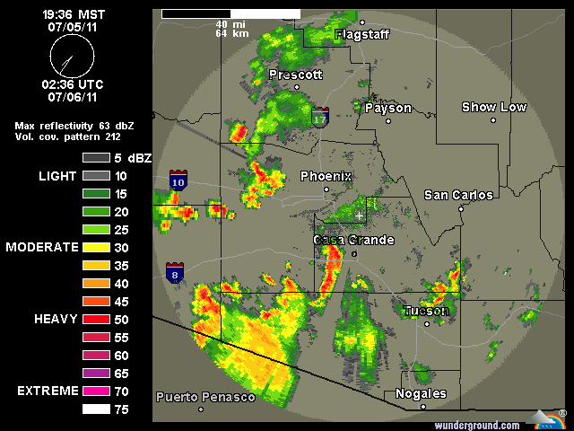 The Weather Centre: July 5: Image on radar of Phoenix, AZ SandStorm