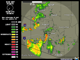 The Weather Centre: July 5: Image on radar of Phoenix, AZ SandStorm