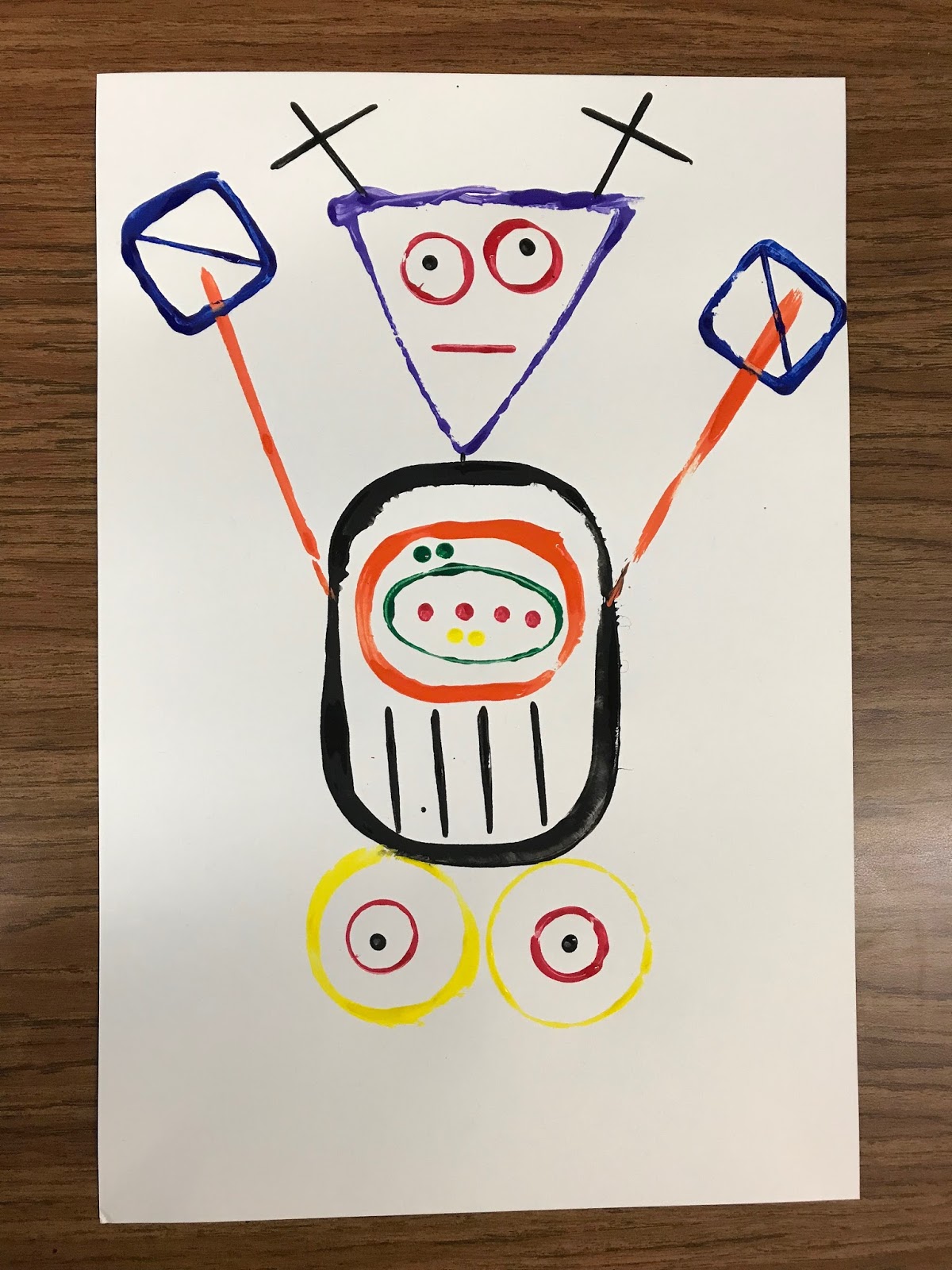 Kathy's Art Project Ideas: Recycle Printmaking Robot Art Lesson