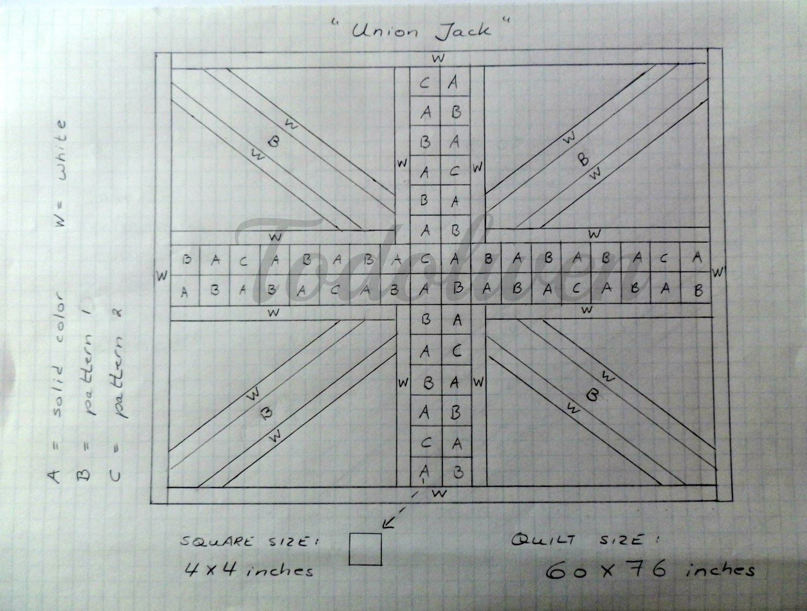 Todolwen: As Promised ... My Union Jack Quilt Pattern