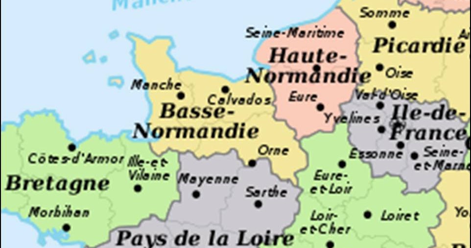 Kaart Frankrijk Departementen Regio's: Kaart Normandië - Vakantie ...