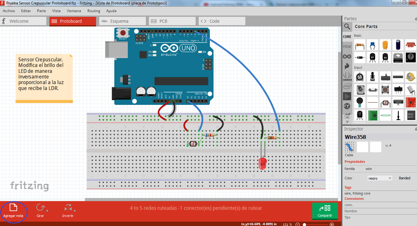 Arduino en Fritzing: EJEMPLO
