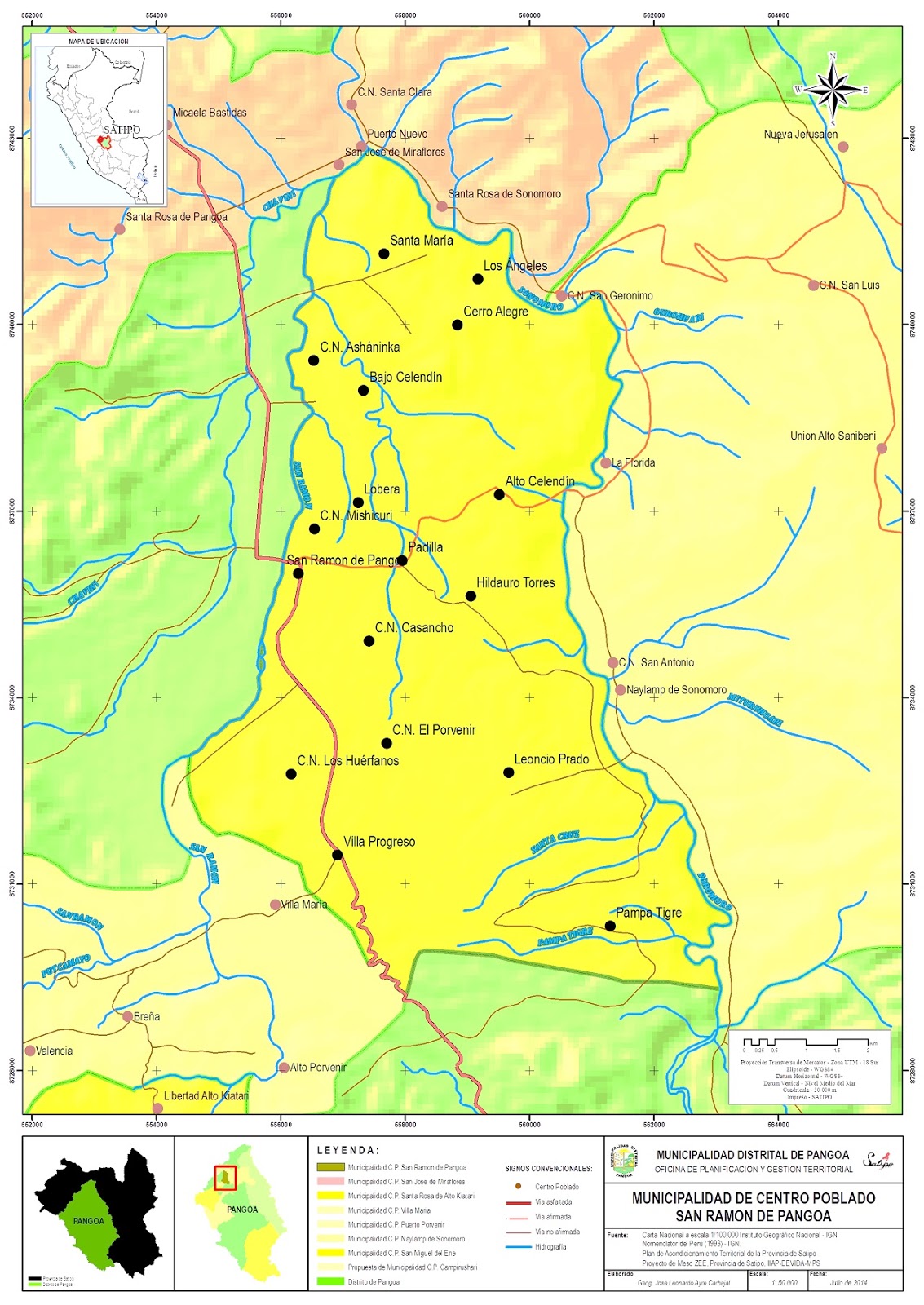 San Ramón de Pangoa en Junín: Centros Poblados