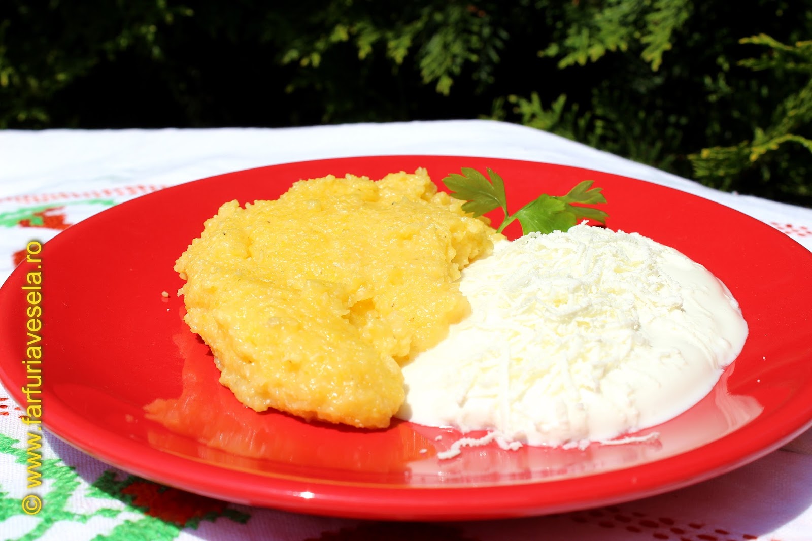 Farfuria vesela: Mamaliga cam ca a bunicii cu branza si smantana